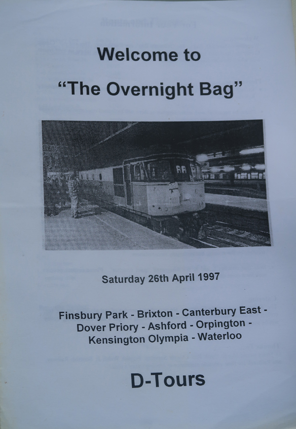 The Overnight Bag Tour, Saturday April 26th 1997 – Leighton Lists